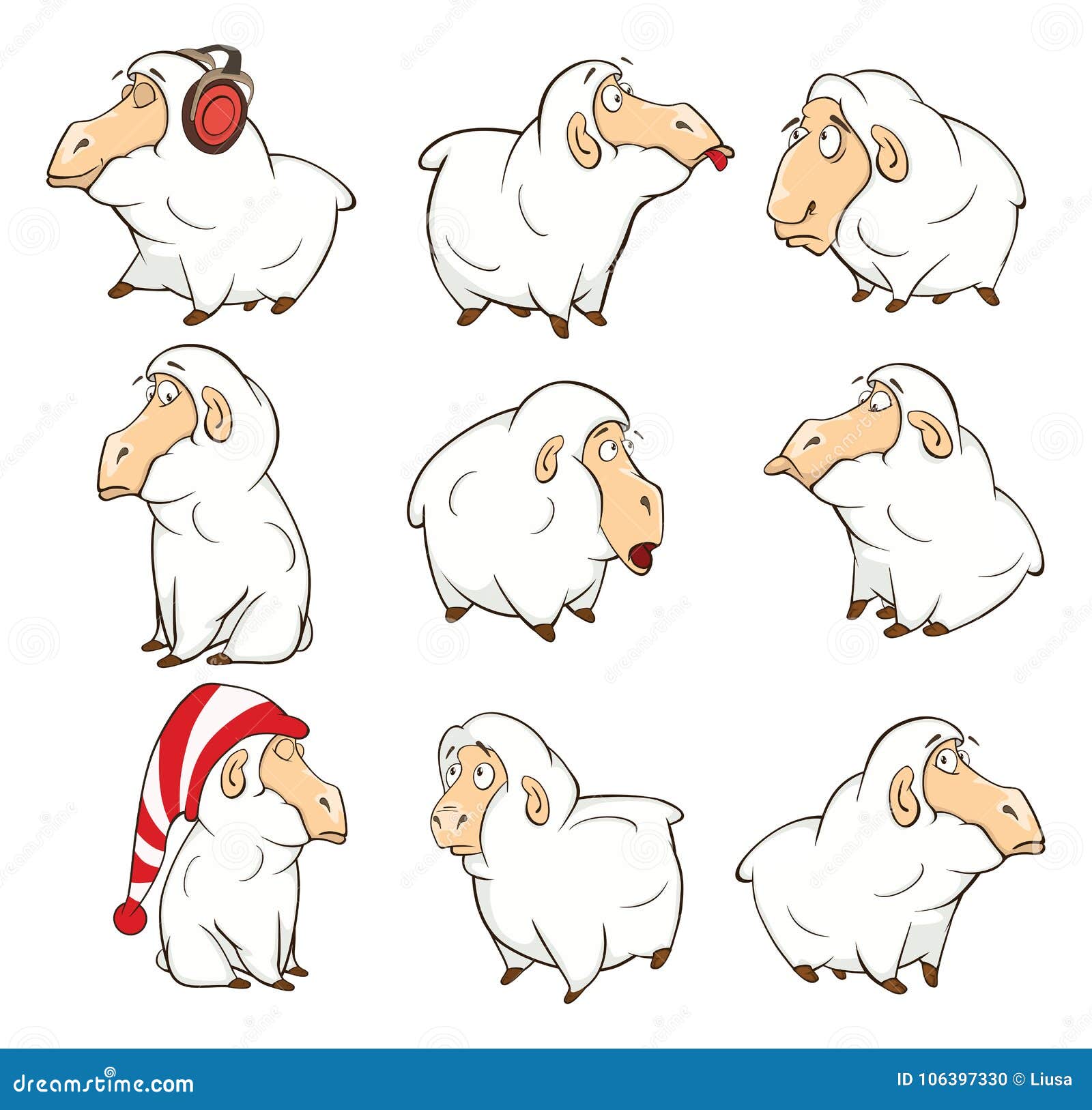 Set of Cartoon Illustration Sheep for You Design Stock Vector ...