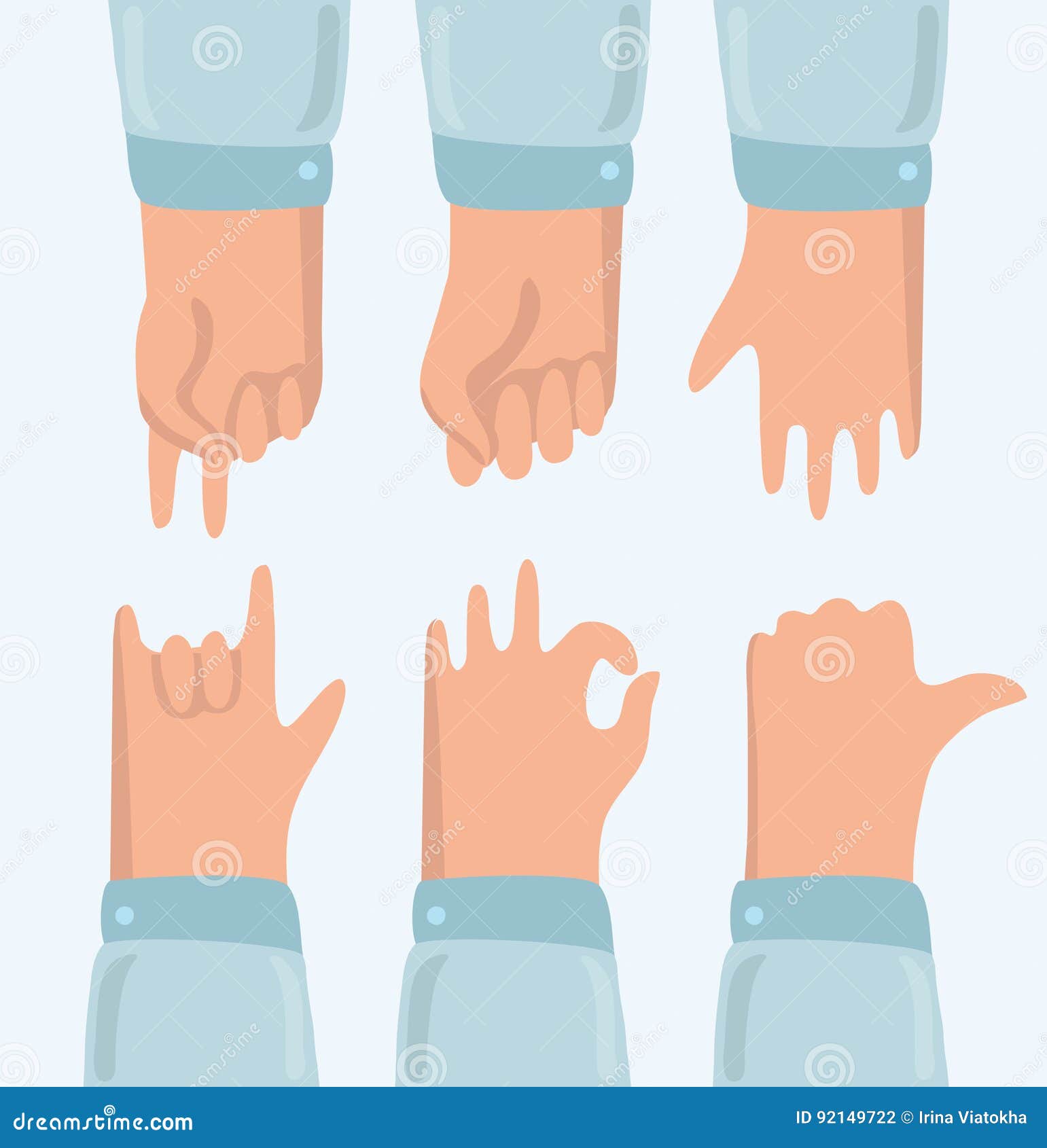 Set of Cartoon Illustration Six Hands Gesture Stock Vector ...
