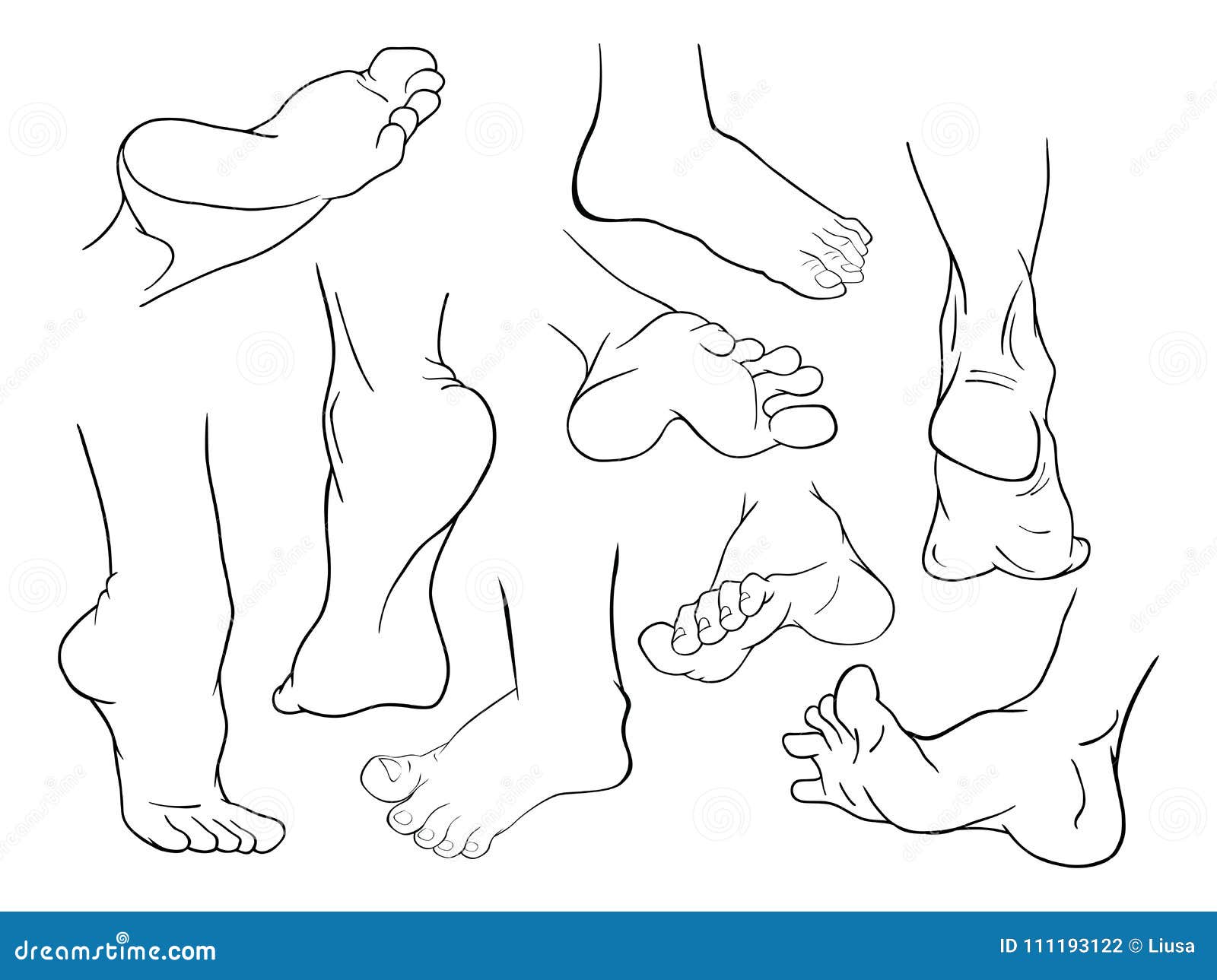 A Set of Cartoon Illustrations. Foot for You Design Stock Vector ...