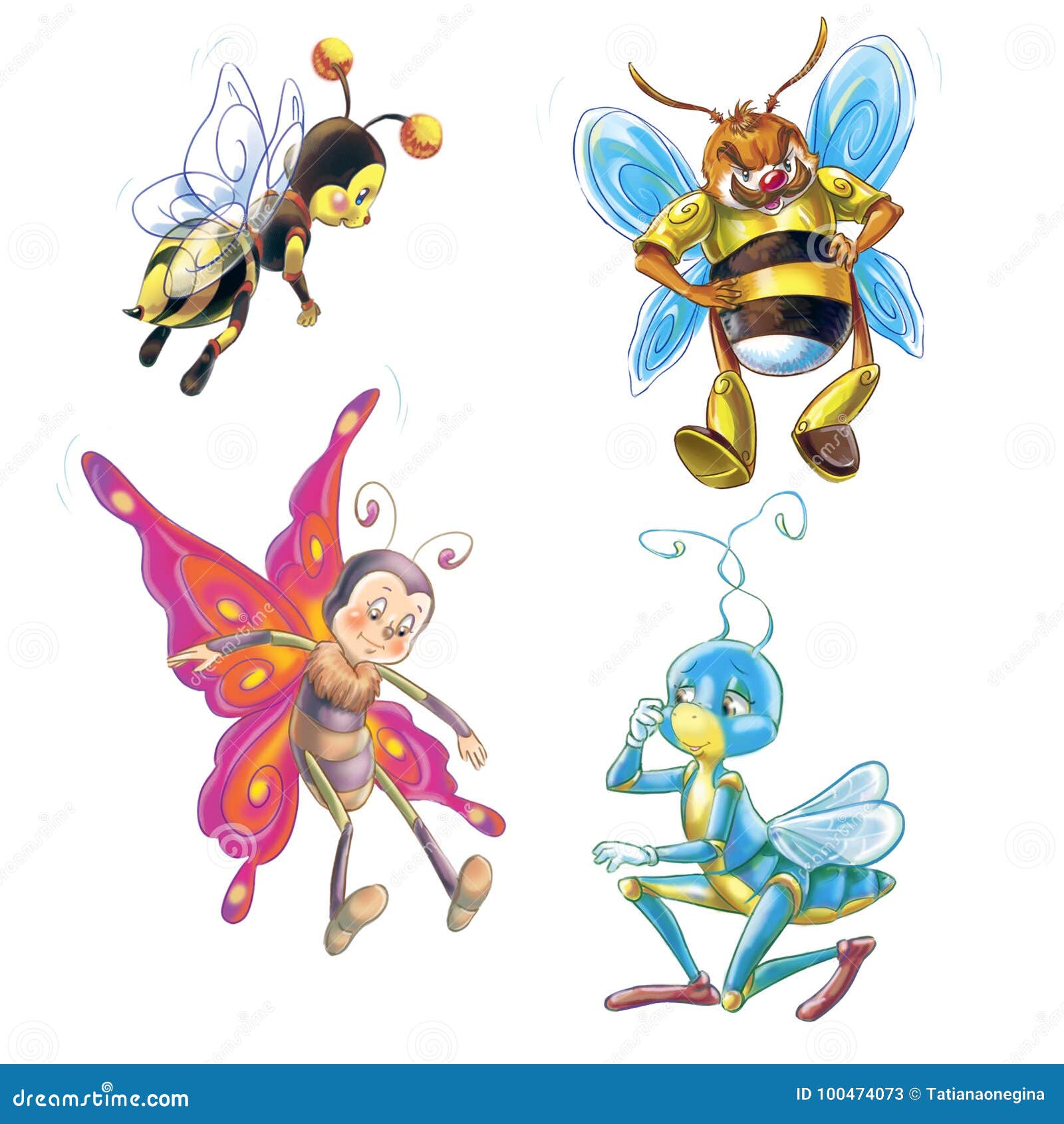 Set of cartoon insects stock illustration. Illustration of group ...