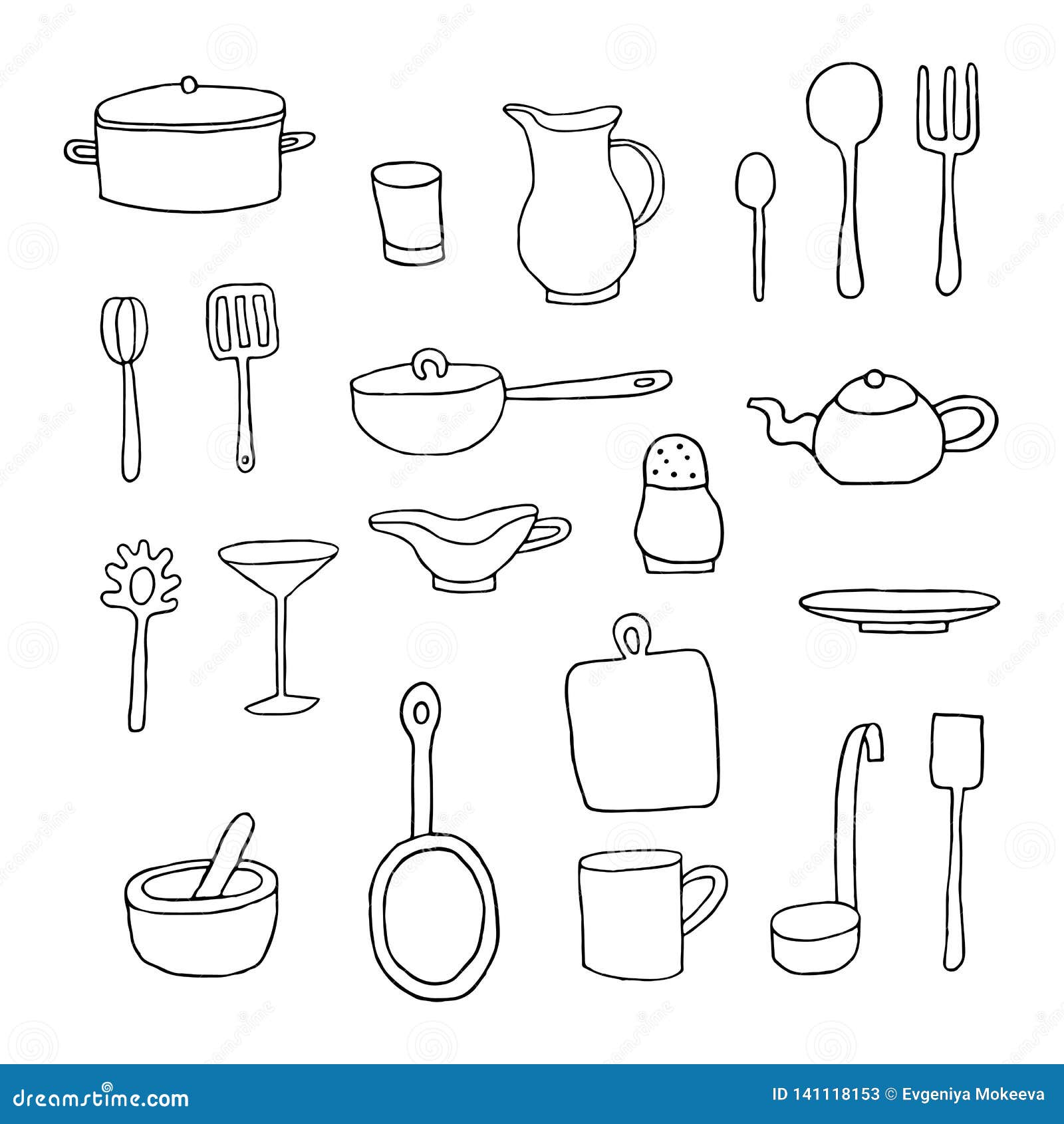 Set of Cartoon Kitchen Tools Stock Illustration - Illustration of icon ...