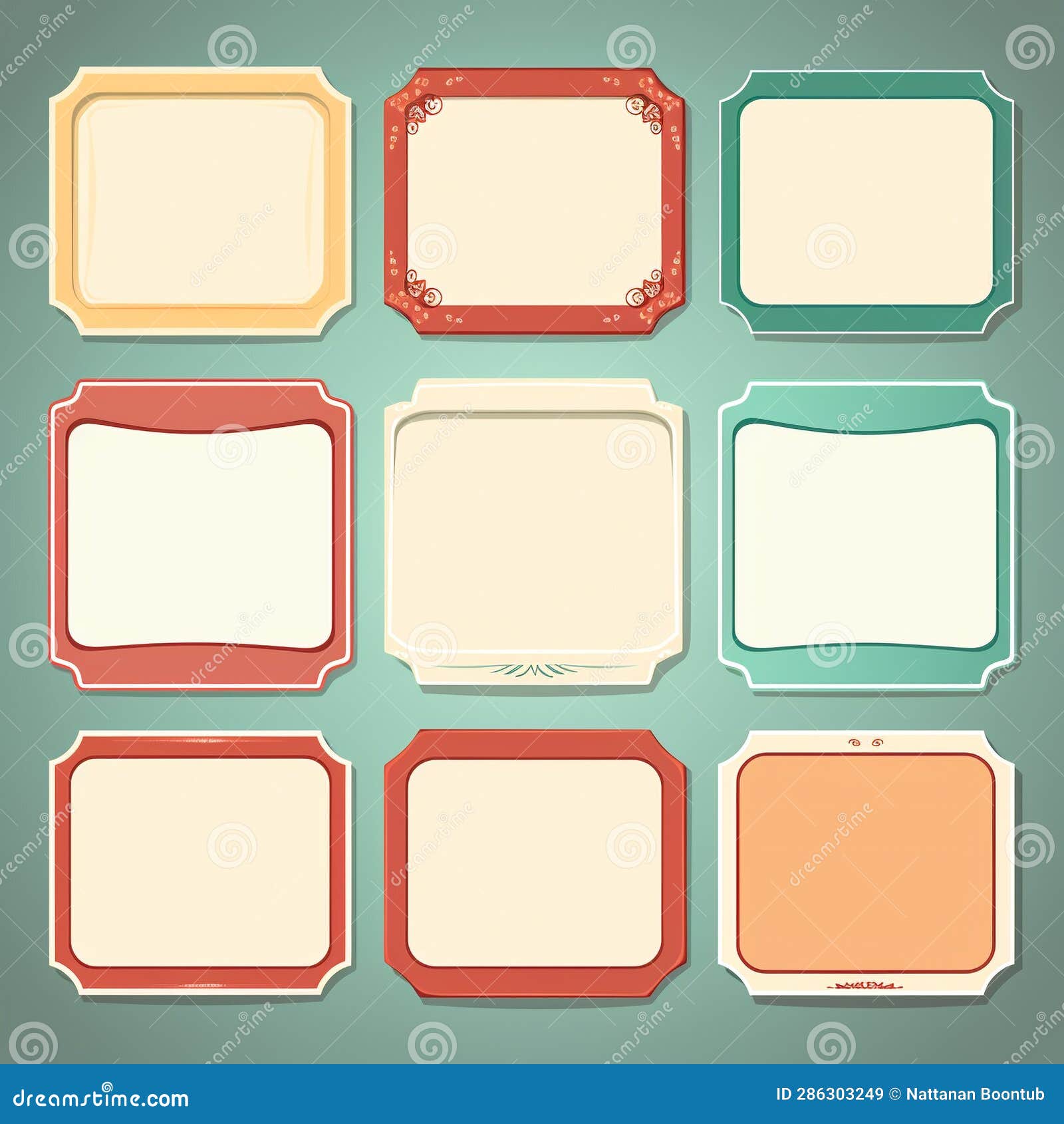 Set of Cartoon Label Illustration. Generative AI Stock Illustration ...