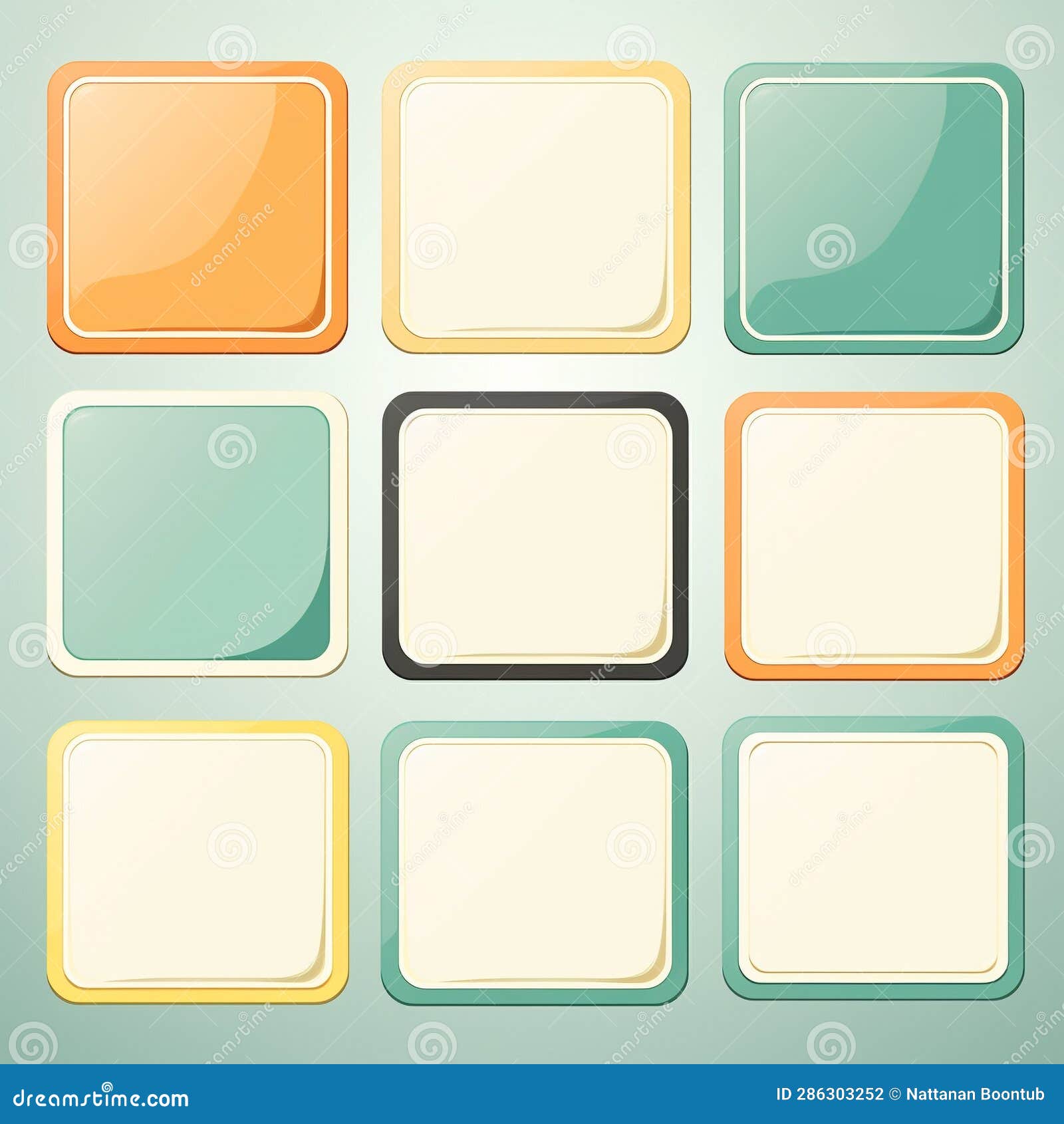 Set of Cartoon Label Illustration. Generative AI Stock Illustration ...