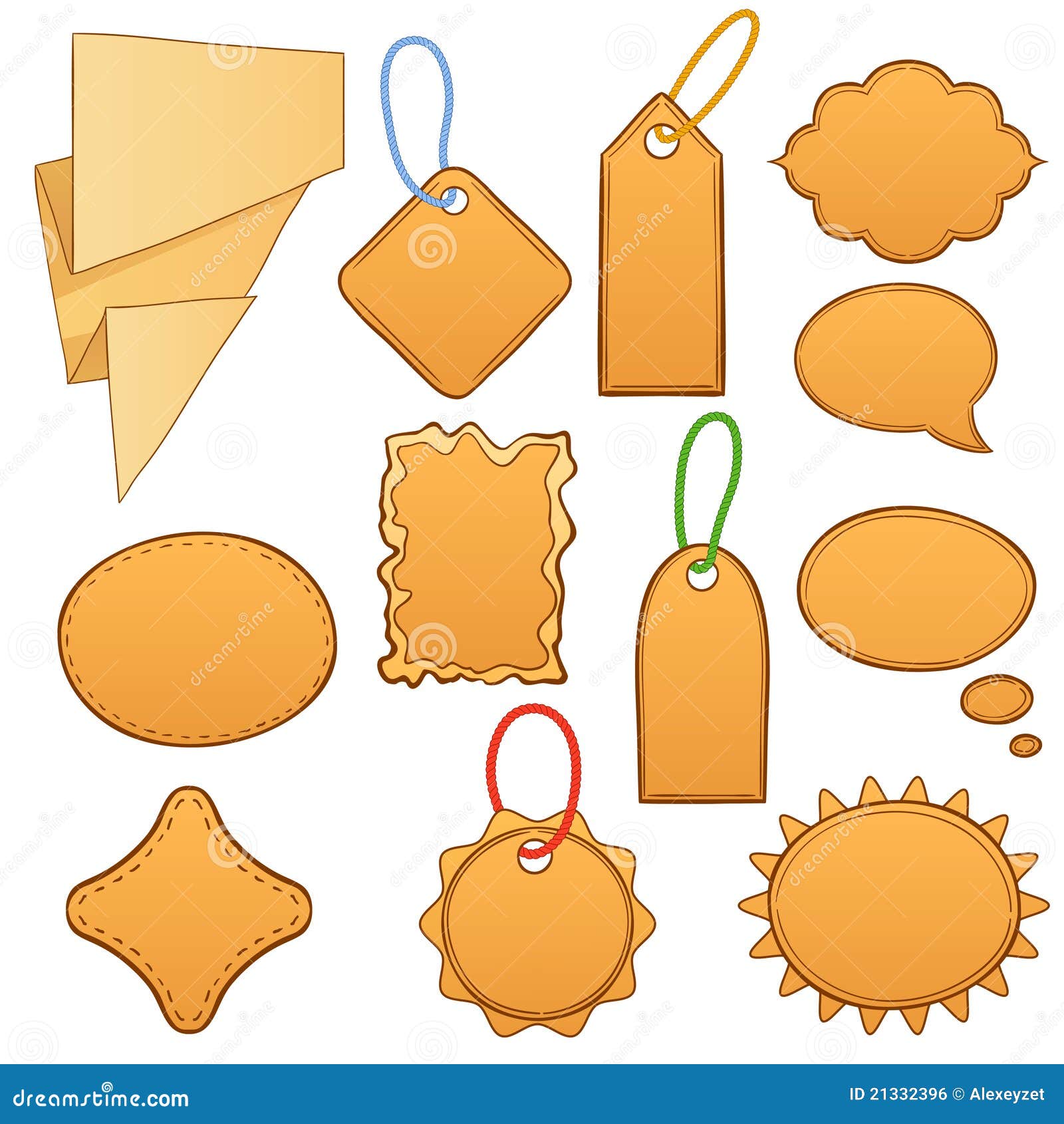 Set Cartoon Label Tags Isolated on White Stock Vector - Illustration of ...