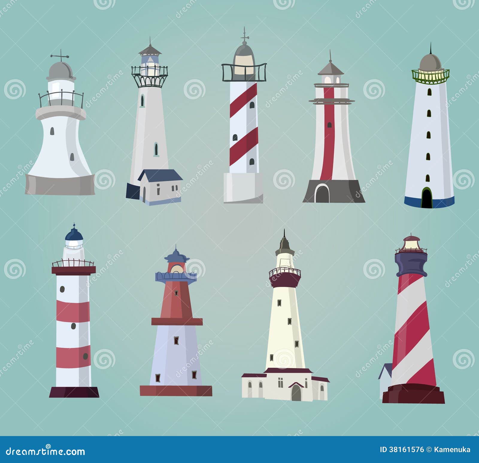 Set Of Cartoon Lighthouses. Icons. Pencil Drawing | CartoonDealer.com ...