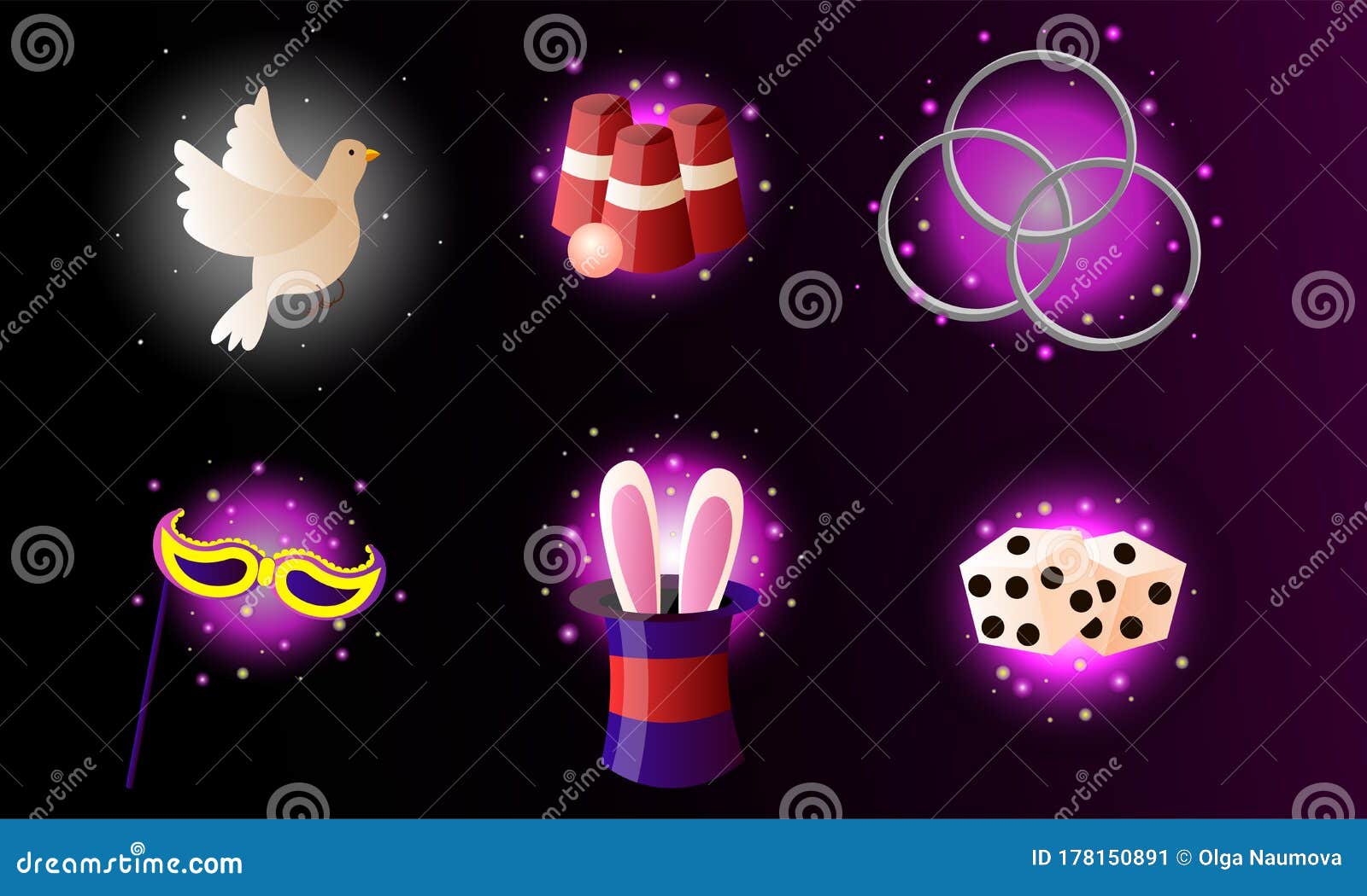 Set of Cartoon Magic Objects for Doing Miracles and Surprises Vector ...