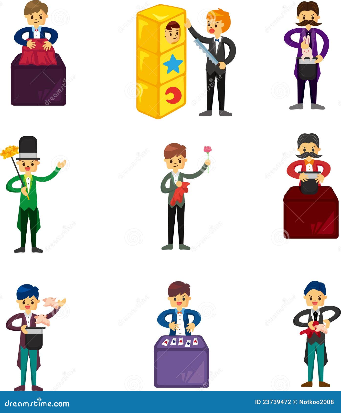 Cartoon Magician Medieval Top Hat Vector Icon Set | CartoonDealer.com ...