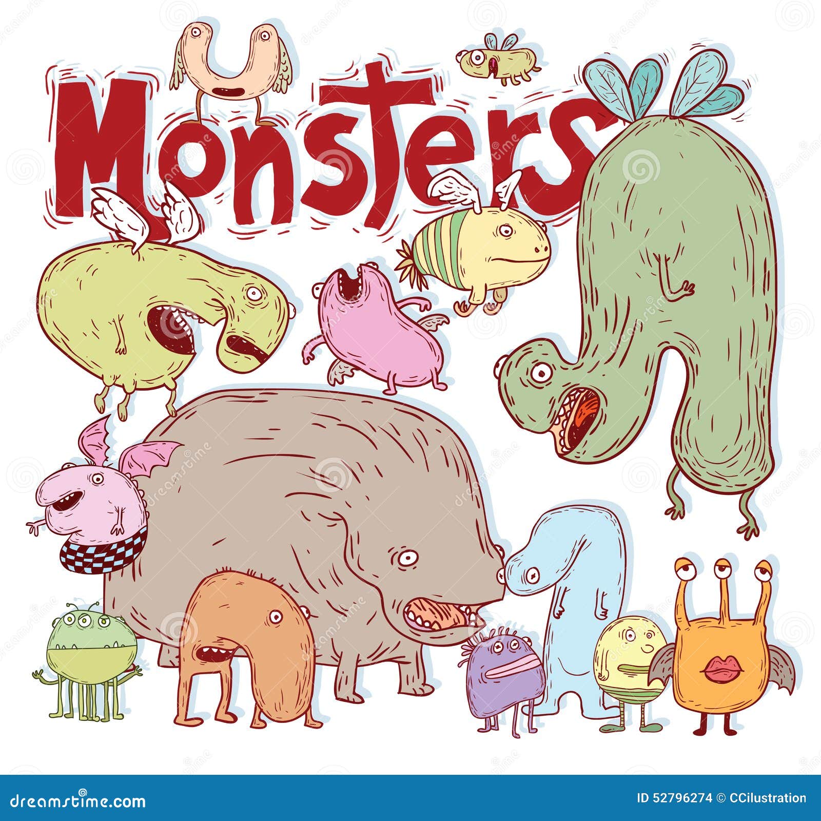 Set of Cartoon Monsters. Vector Illustration Stock Vector ...