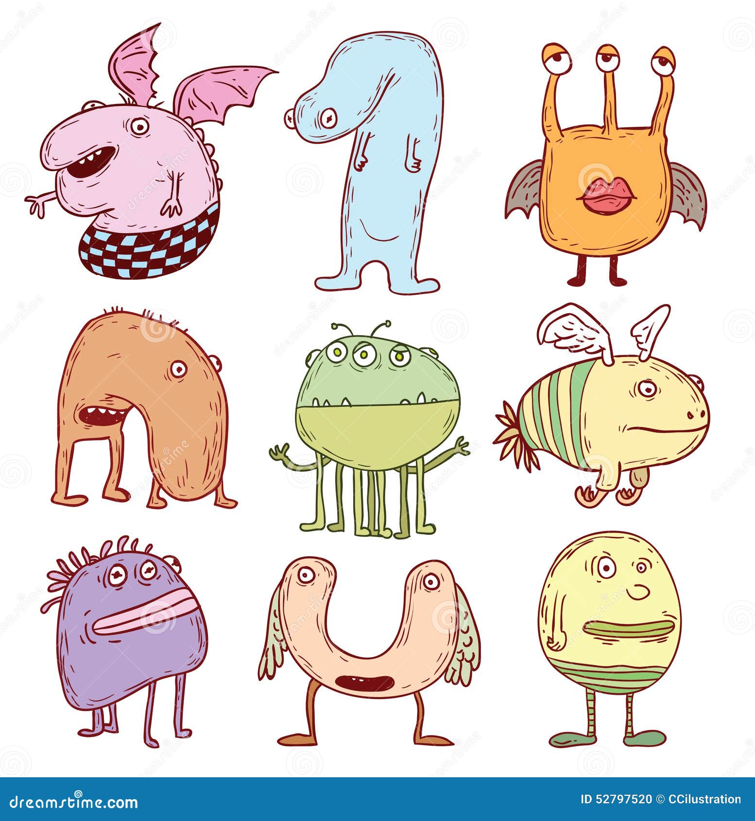 Monsters Vector Set Cute Cartoon Monsters 62154857