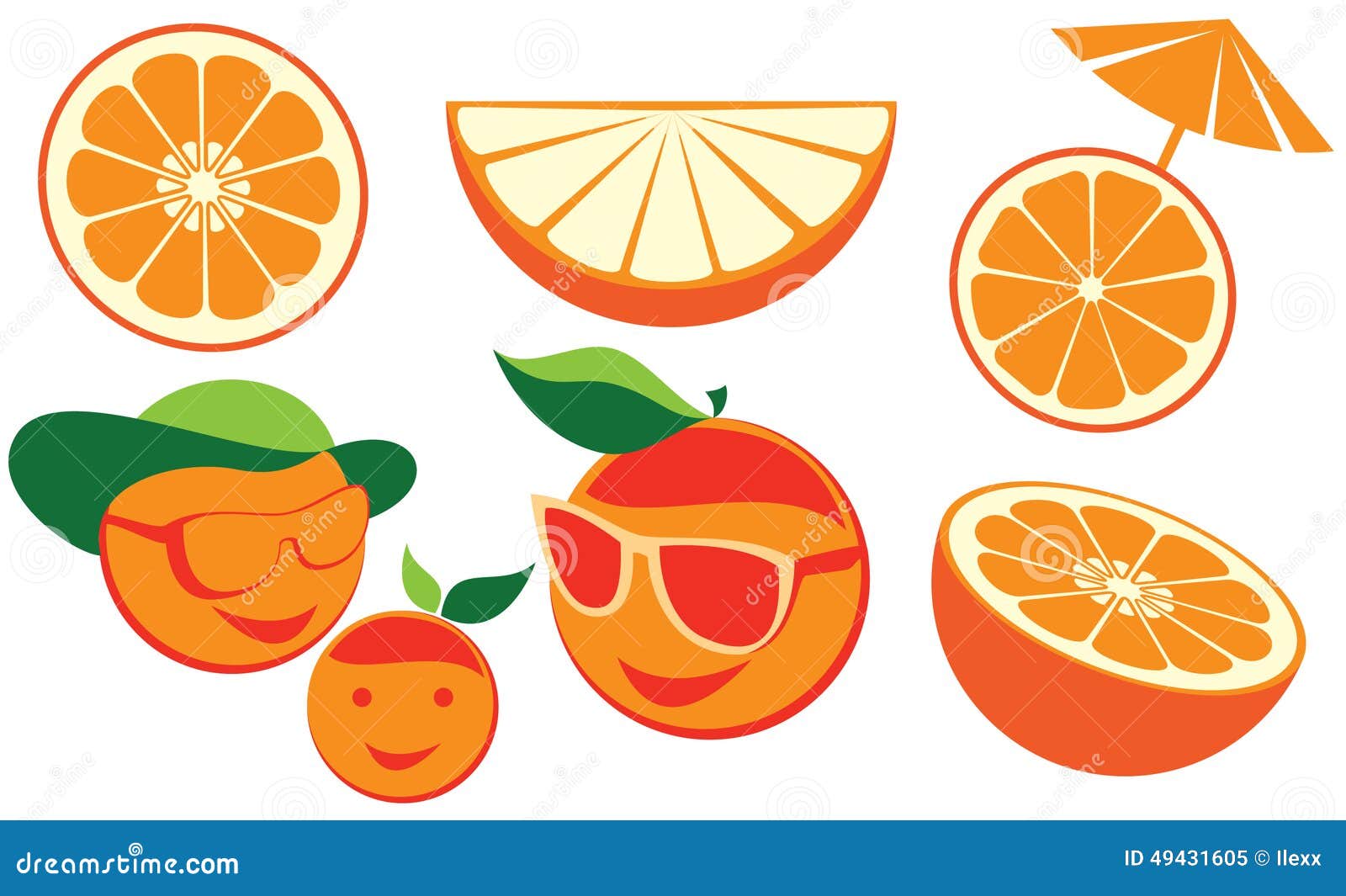Set of cartoon Oranges stock illustration. Illustration of orange ...
