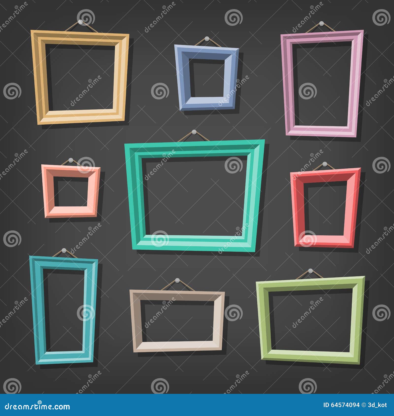 Set of Cartoon Picture Frames Stock Vector - Illustration of flat ...