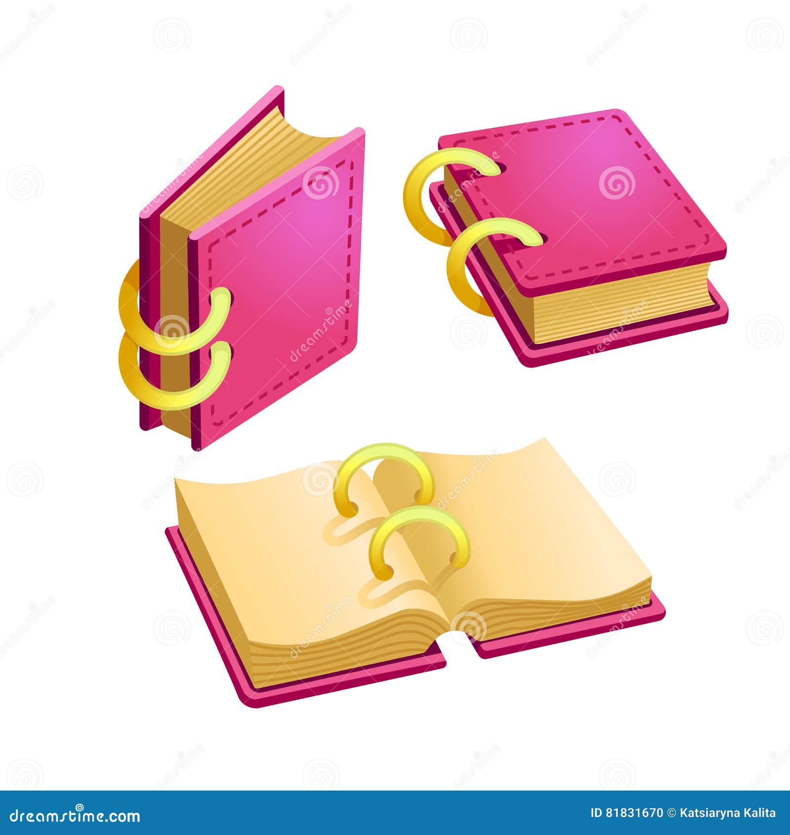 Set of cartoon pink book stock vector. Illustration of foreshortening ...