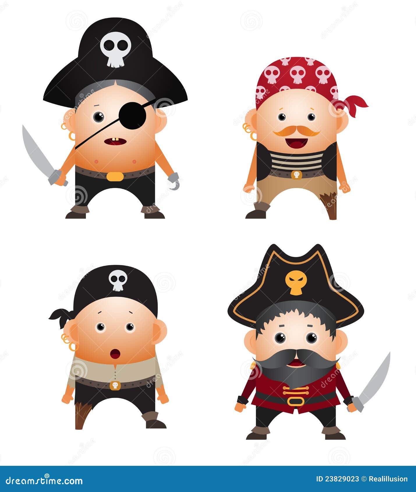 Set of cartoon pirates stock illustration. Illustration of character ...