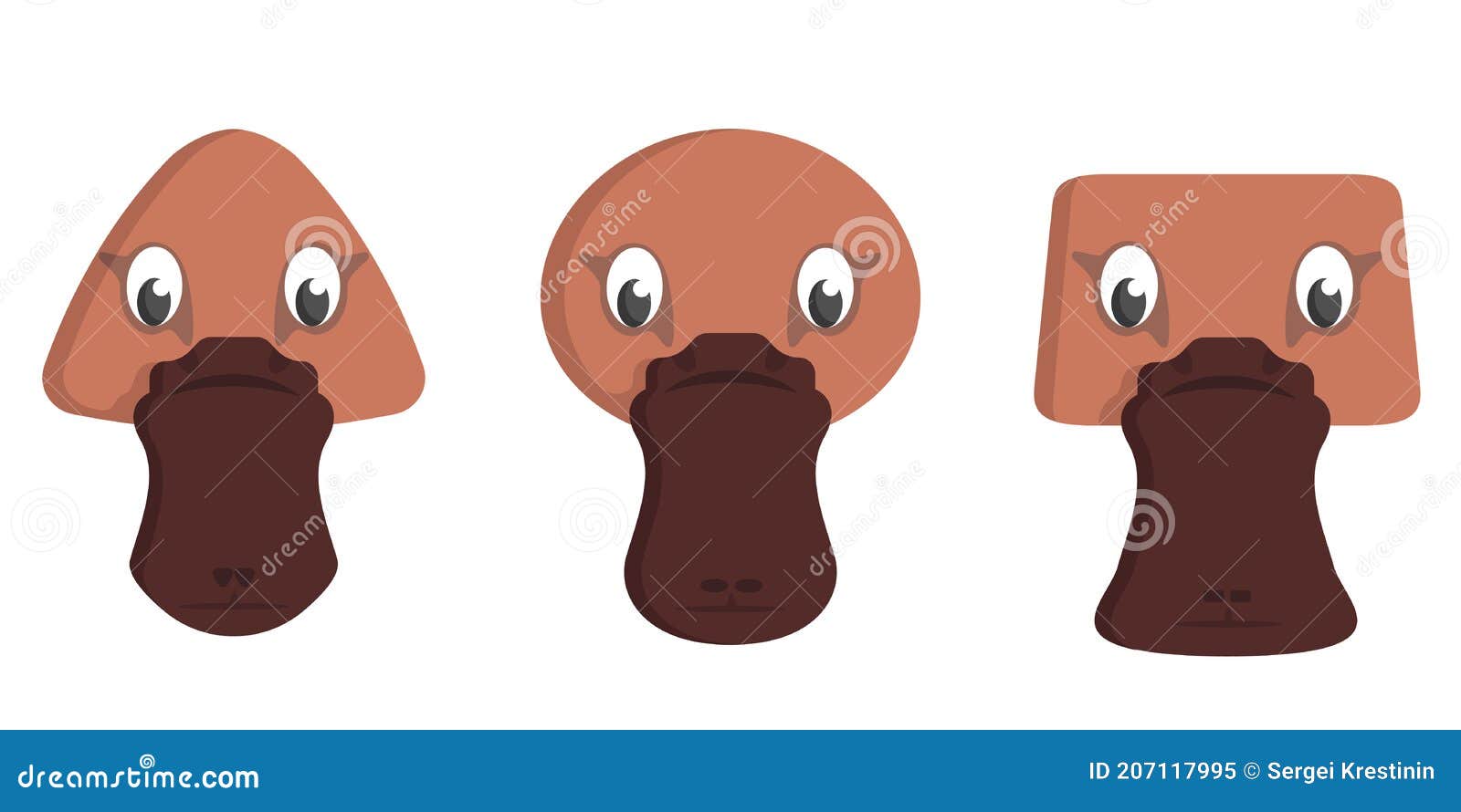 Set of cartoon platypuses. stock vector. Illustration of wildlife ...