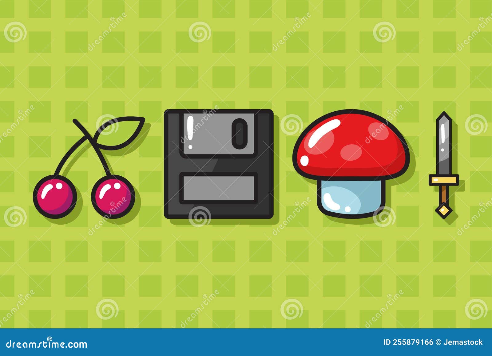 Set of cartoon retro stock vector. Illustration of vector - 255879166