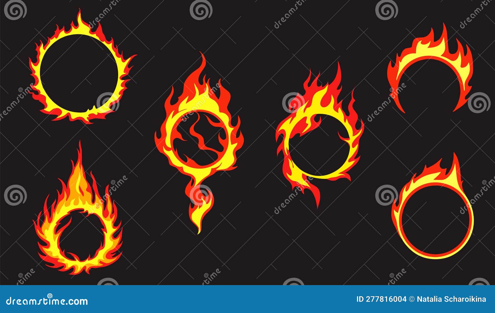 Set Cartoon Rings Fire Flames. Stock Illustration - Illustration of ...