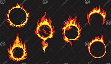 Set Cartoon Rings Fire Flames. Stock Illustration - Illustration of ...