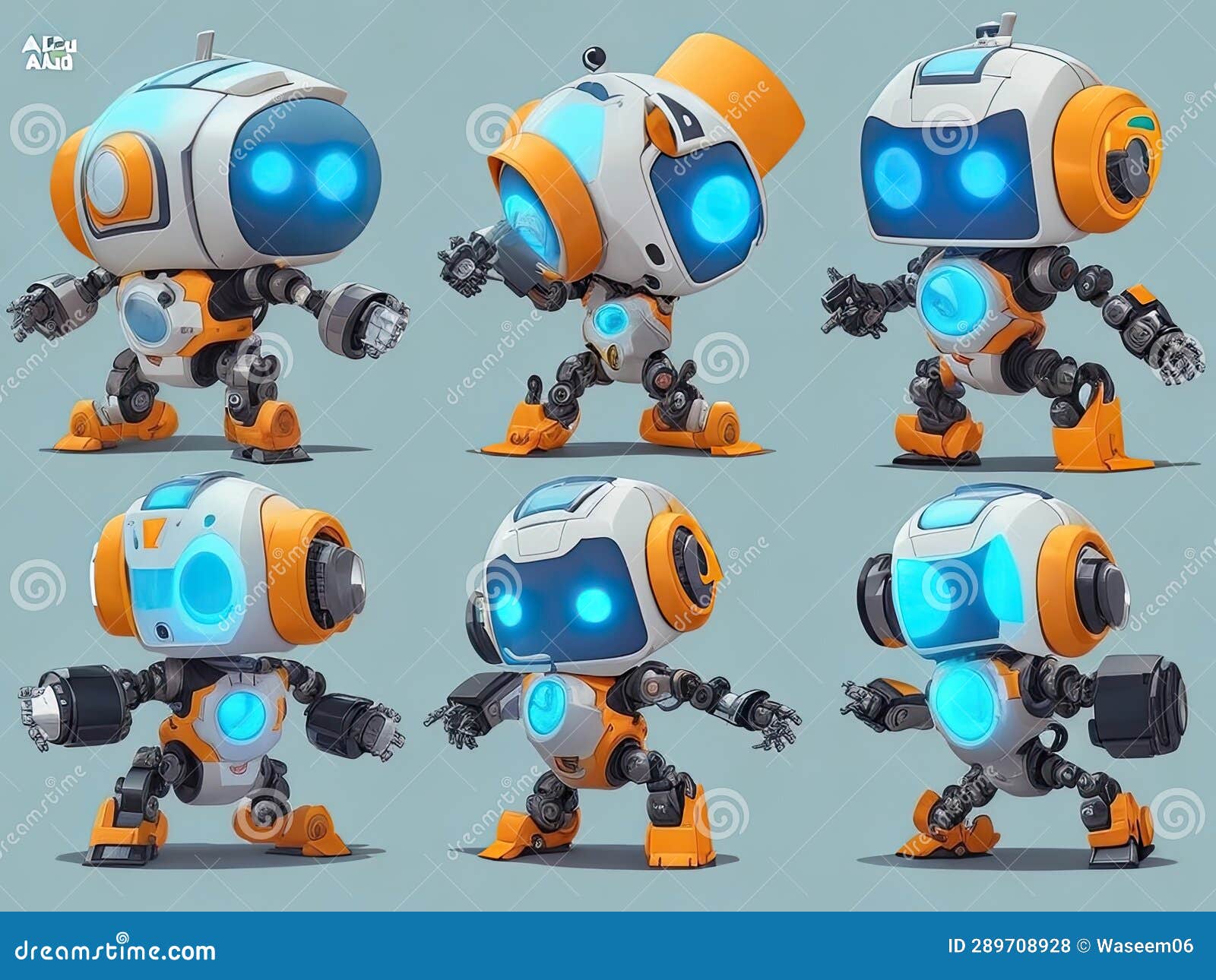 Set of Cartoon Robot with Different Emotions. 3d Vector Illustration ...