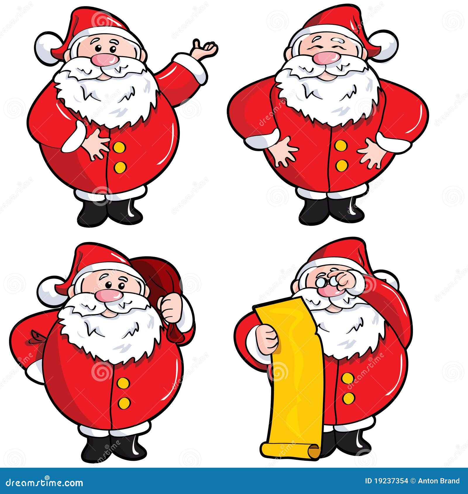 Set of Cartoon Santa stock vector. Illustration of decoration - 19237354