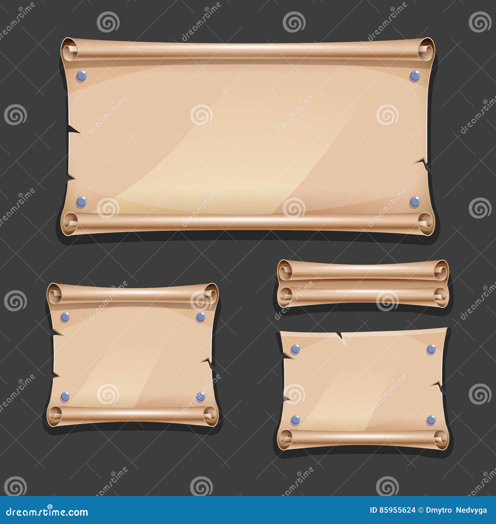 Set of Cartoon Scrolls. Elements of Interface Stock Vector ...