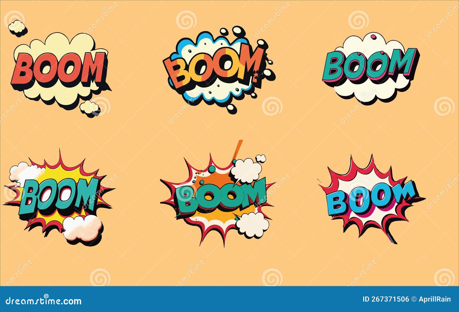 Set of Cartoon Sign of Burst Clouds with the Word Boom Stock Vector ...
