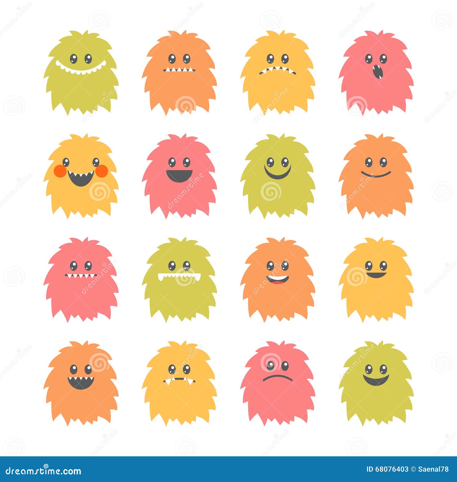 Set of Cartoon Smiley Monsters. Collection of Different Cute and Stock ...