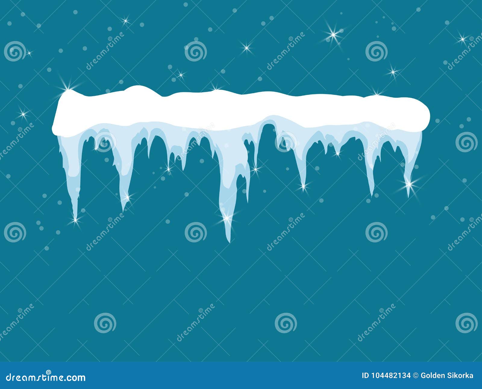 Set of Cartoon Snow Design Element on Blue Background Snow Icicles ...