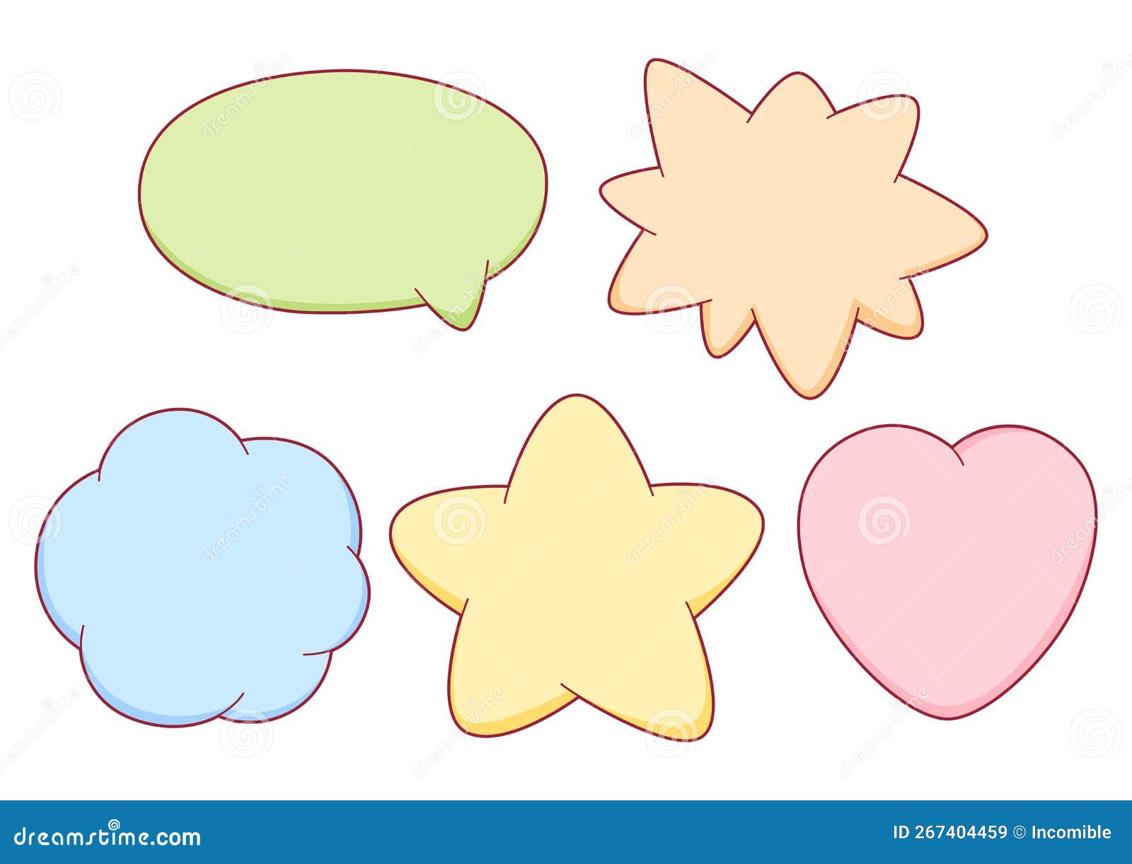 Set of Cartoon Speech Bubbles. Cute Decorative Items Stock Vector ...