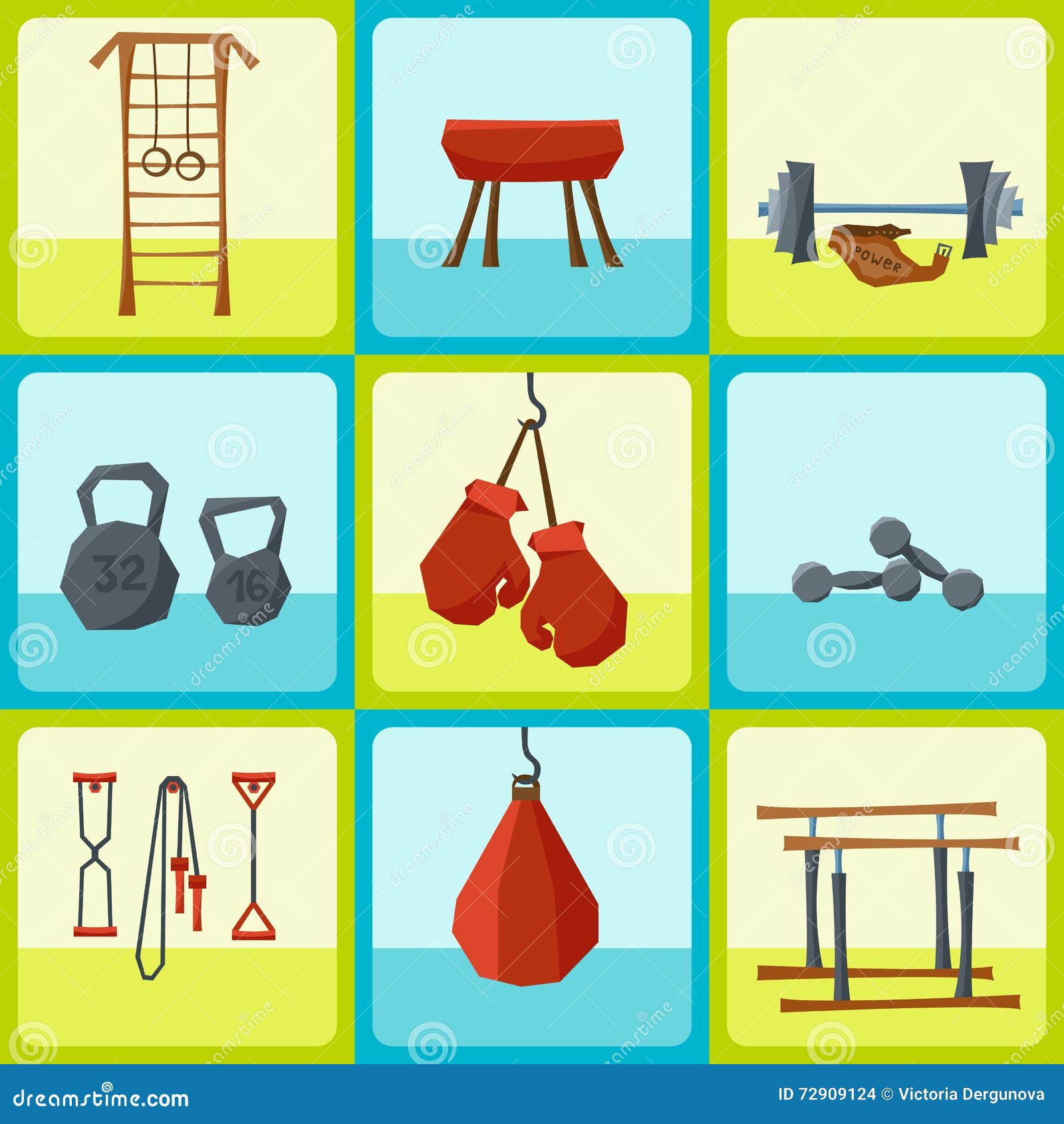 Set of Cartoon Sport Things and Instruments Stock Vector - Illustration ...