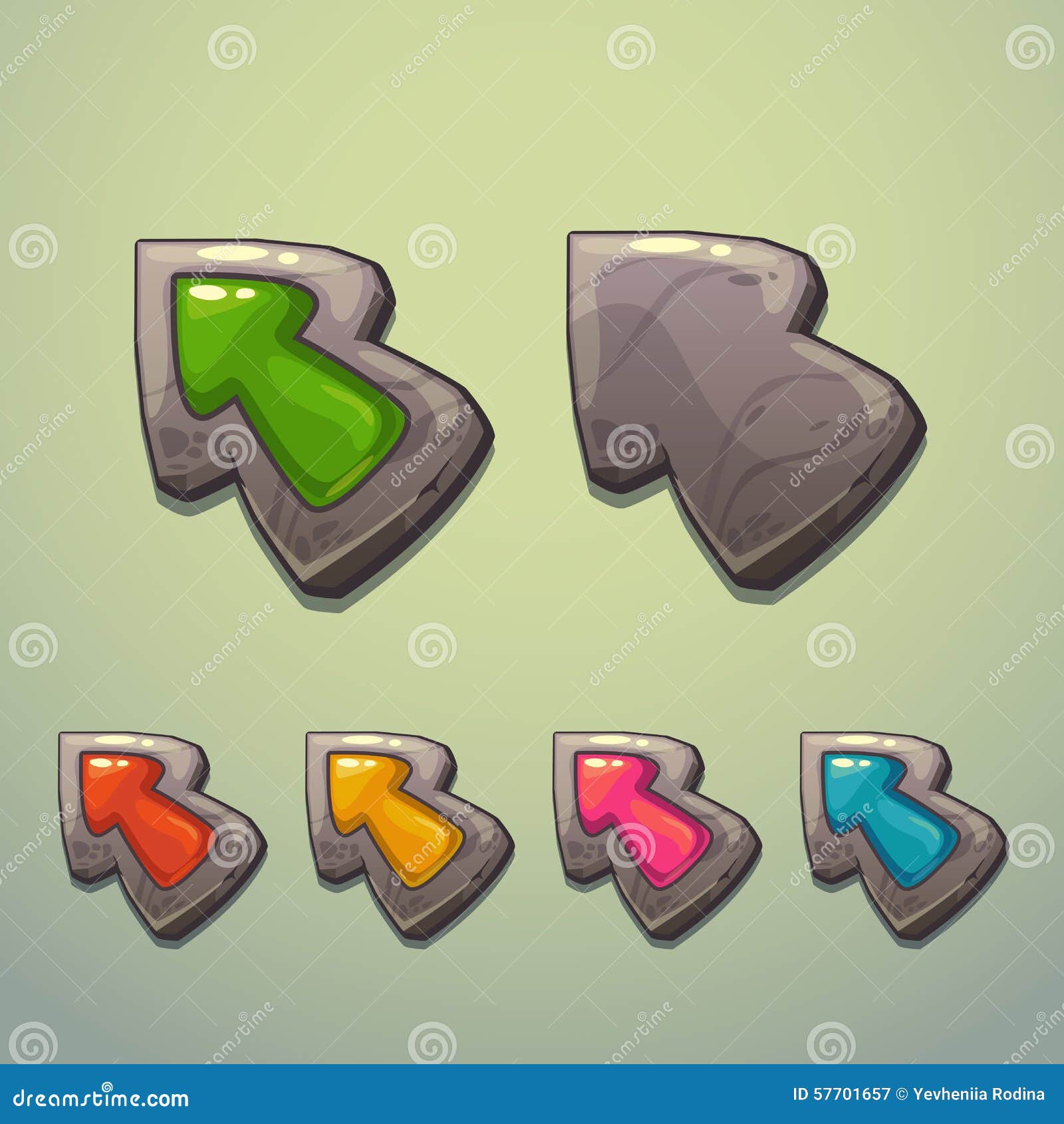 Cartoon Stone And Shrub Vector Clipart On White Background. Landscape ...