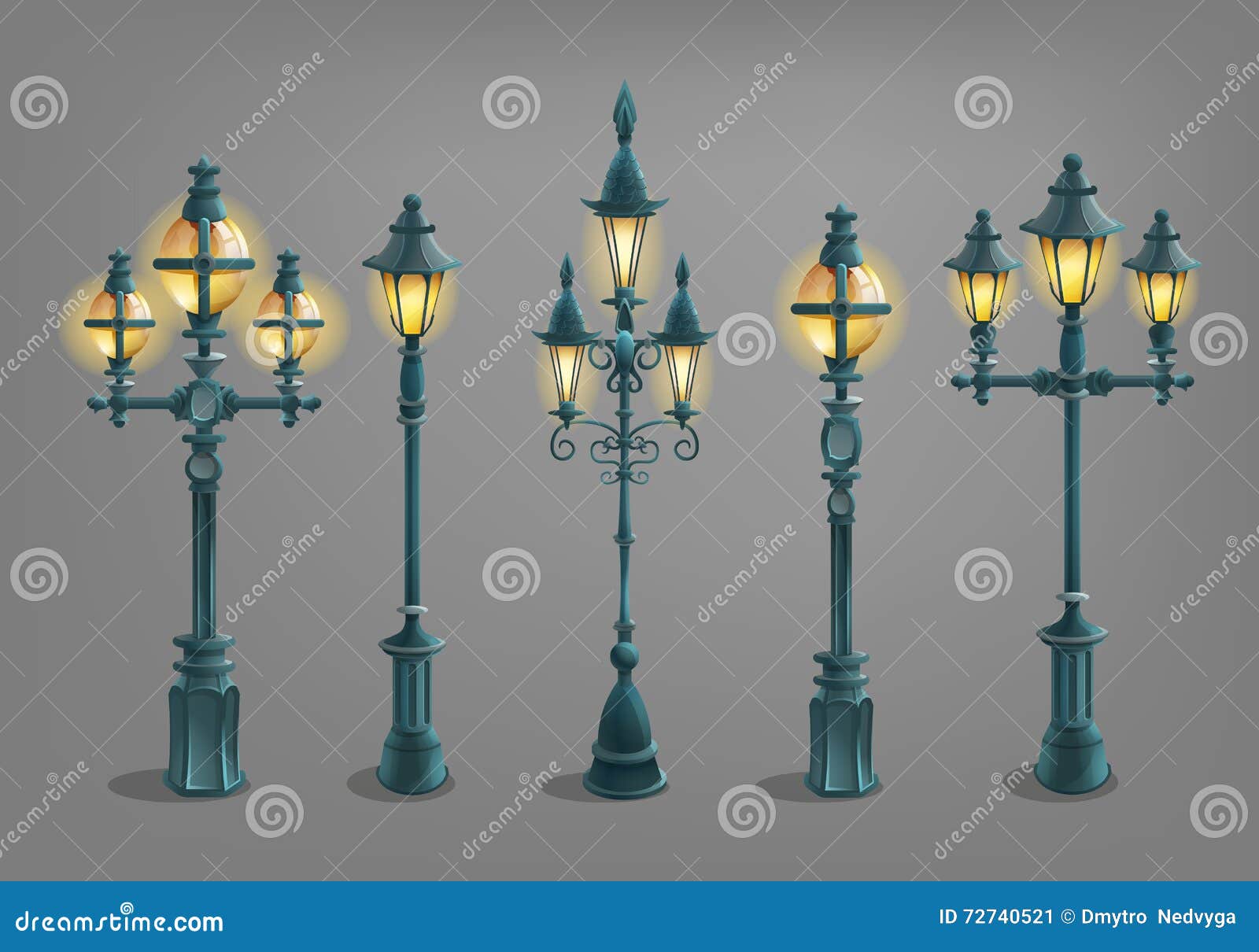Set Of Cartoon Street Light. Vector Illustration | CartoonDealer.com ...