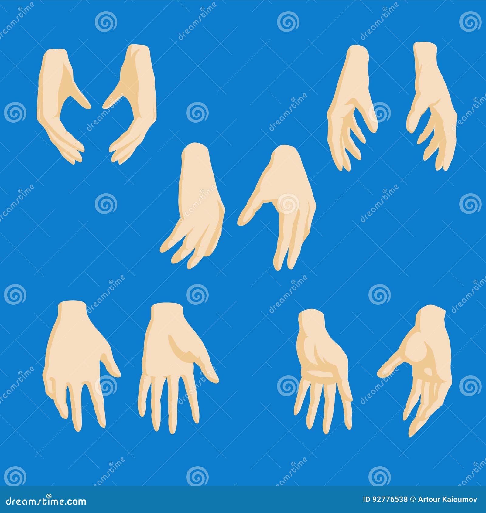 Set of Cartoon-style Girl Hands in Different Positions Stock Vector ...
