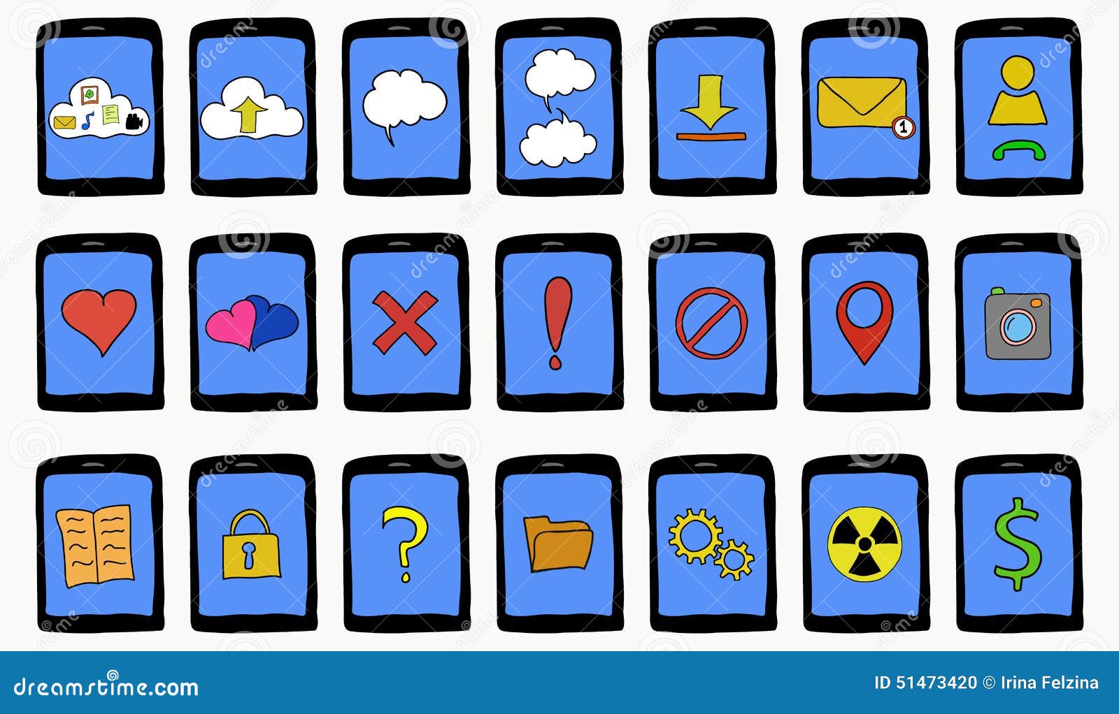 Set of Cartoon Tablets with Different Functions Stock Vector ...