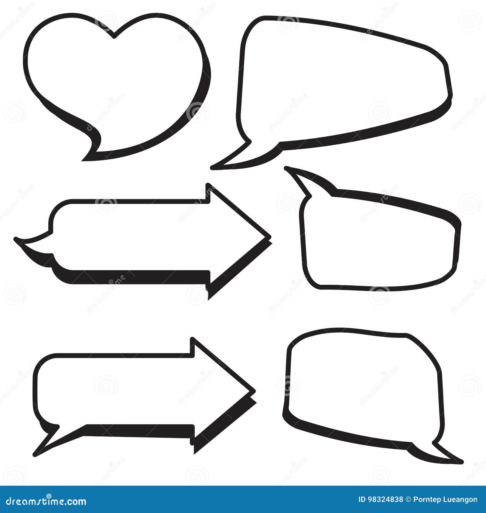 Set of Cartoon Text Boxes with Arrow Shape Stock Vector - Illustration ...