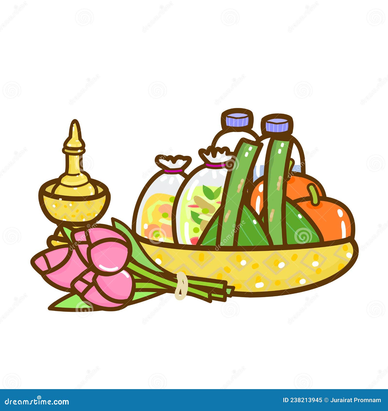 Cartoon Offering To Buddhist Vector Stock Vector - Illustration of ...