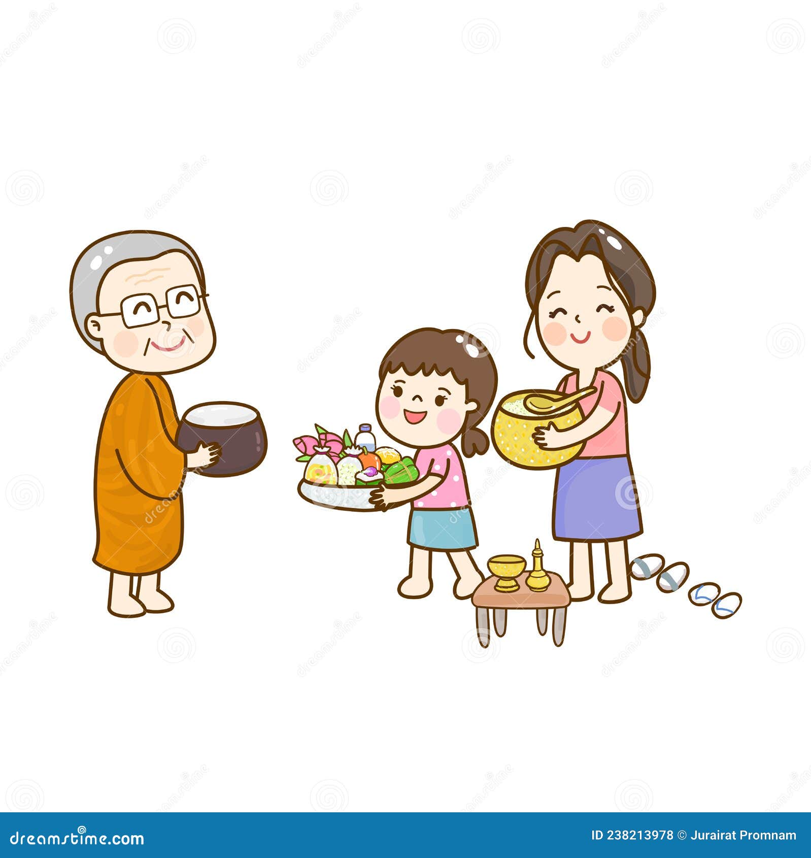 Cartoon Offering To Buddhist Vector Stock Vector - Illustration of ...