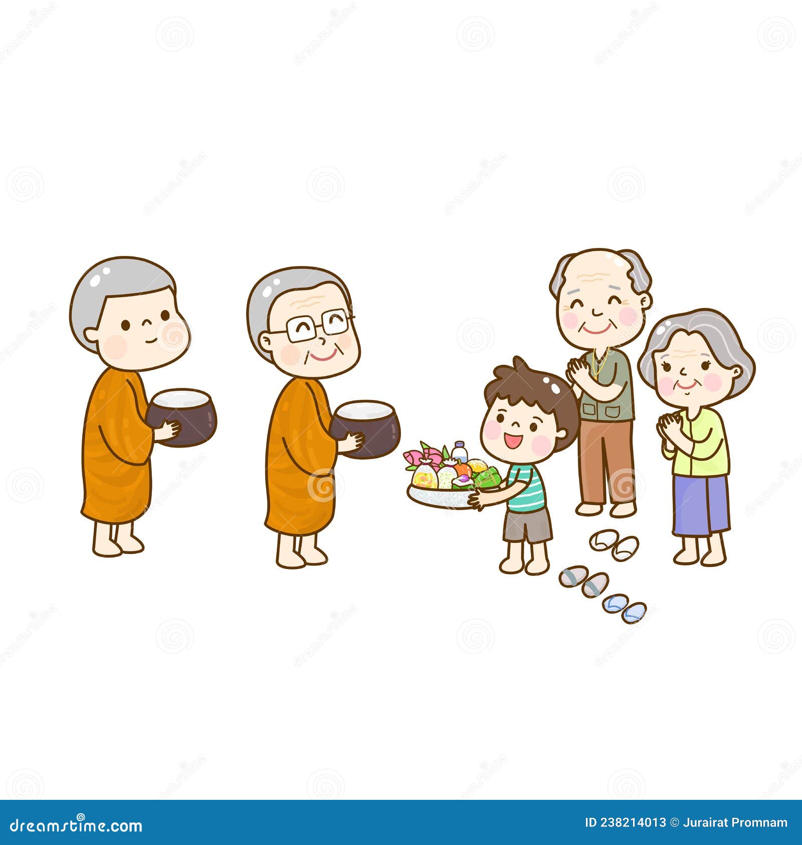 Cartoon Offering To Buddhist Vector Stock Vector - Illustration of asia ...