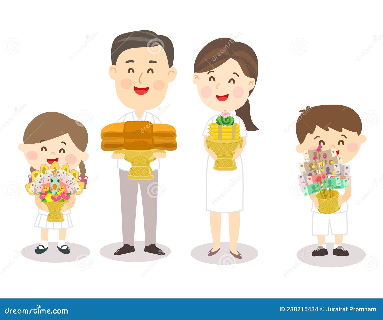 Cartoon Offering To Buddhist Vector Stock Illustration - Illustration ...