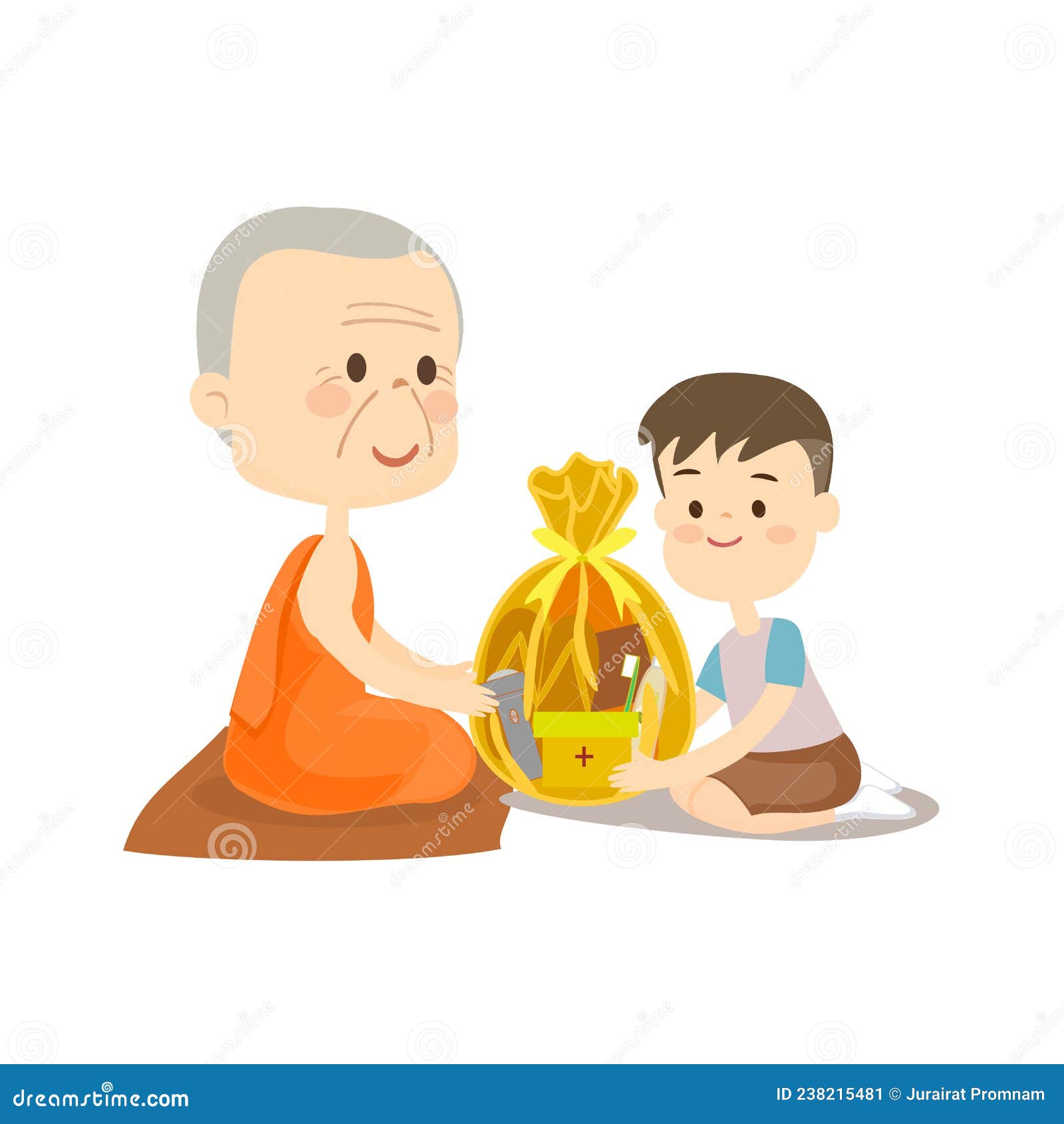 Cartoon Offering To Buddhist Vector Stock Vector - Illustration of ...