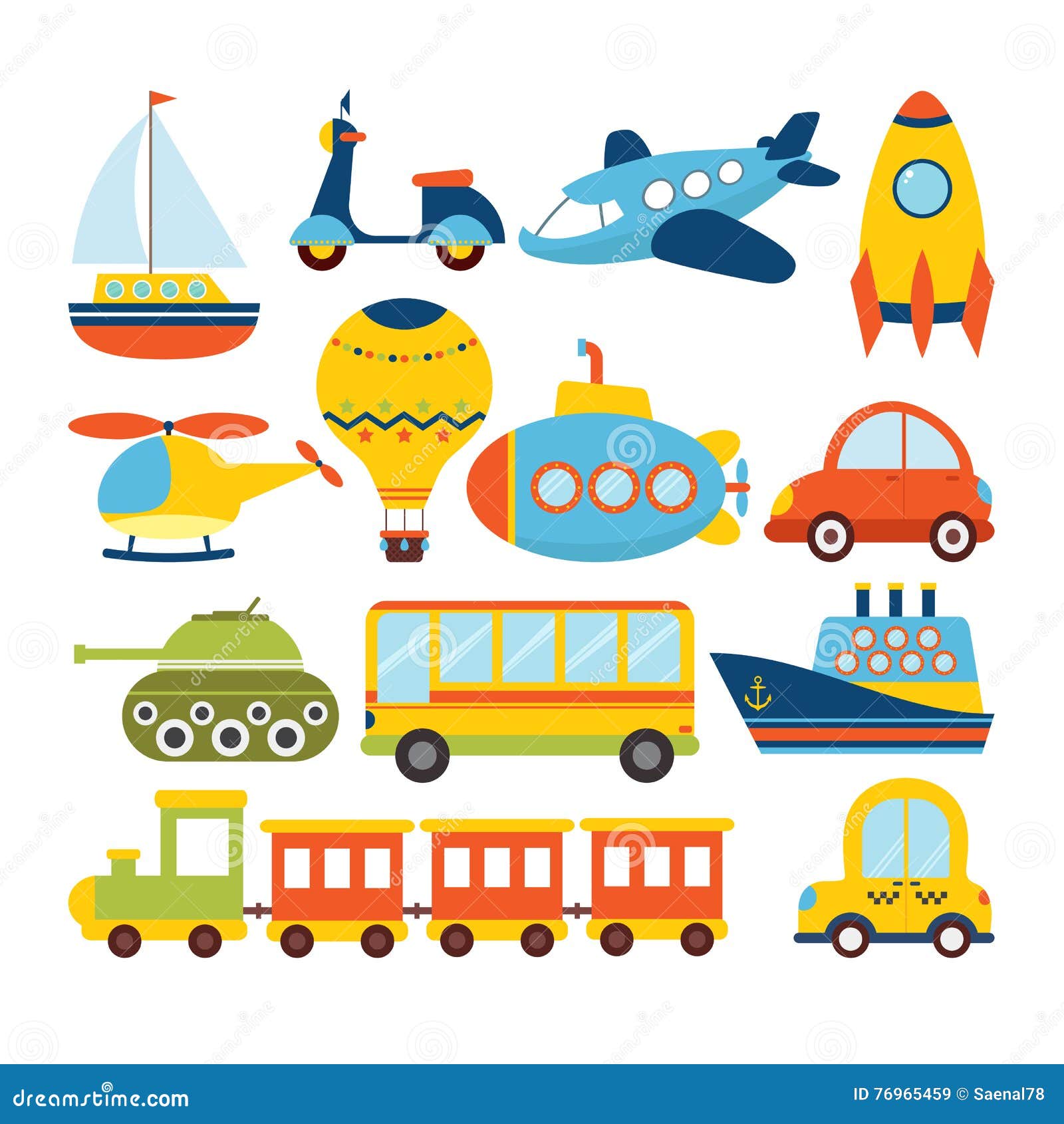 Set of Cartoon Transport. Transportation Theme Stock Vector ...