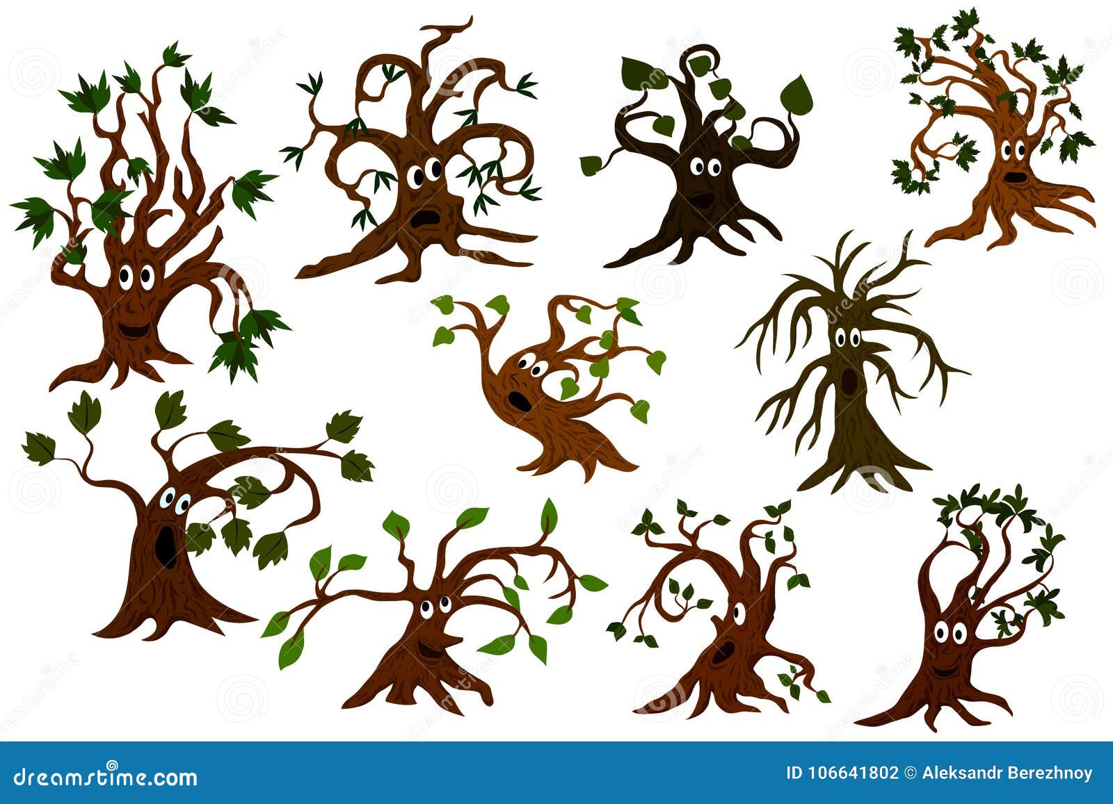 Set of cartoon tree stock vector. Illustration of express - 106641802