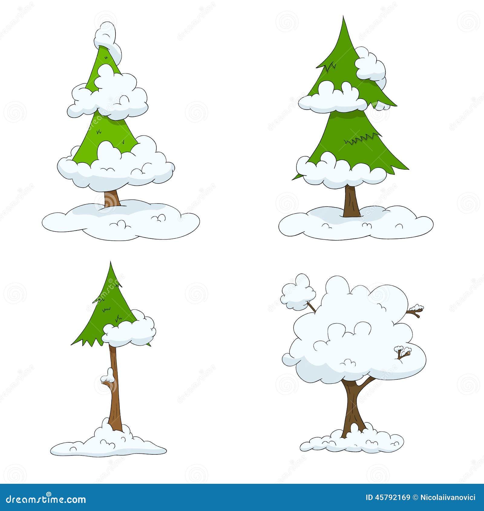 Set of cartoon tree stock vector. Illustration of plant - 45792169