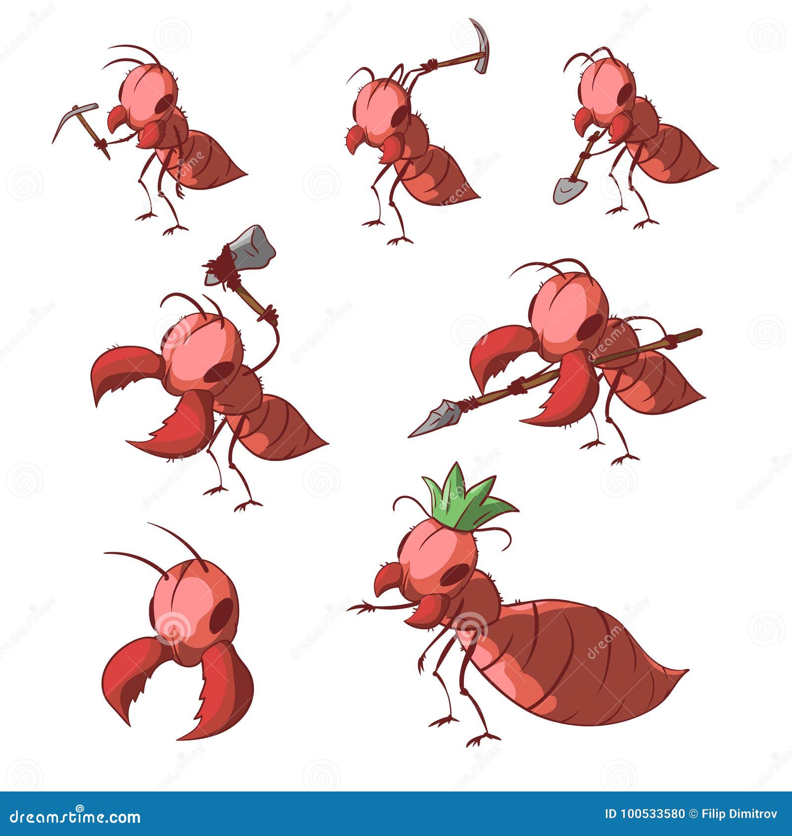 Set Of Cartoon Vector Ants | CartoonDealer.com #100533580