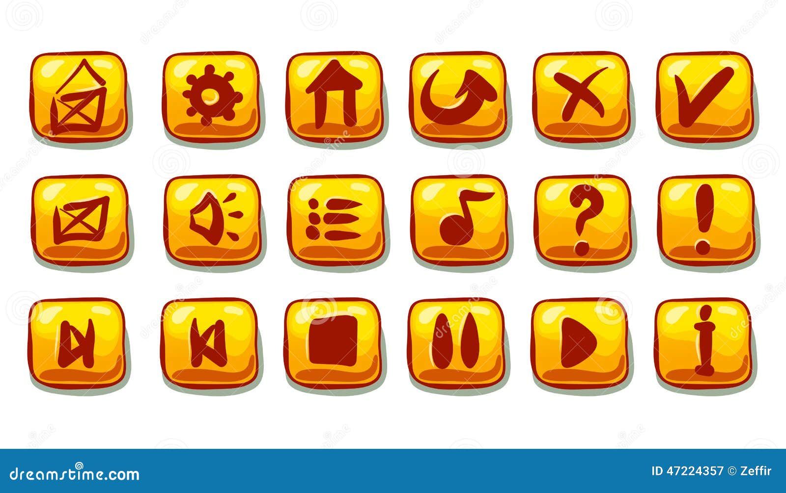 Set of Cartoon Vector Buttons. Stock Vector - Illustration of icon ...