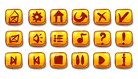 Set of Cartoon Vector Buttons. Stock Vector - Illustration of icon ...