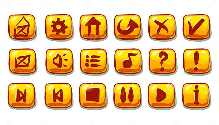 Set of Cartoon Vector Buttons. Stock Vector - Illustration of icon ...