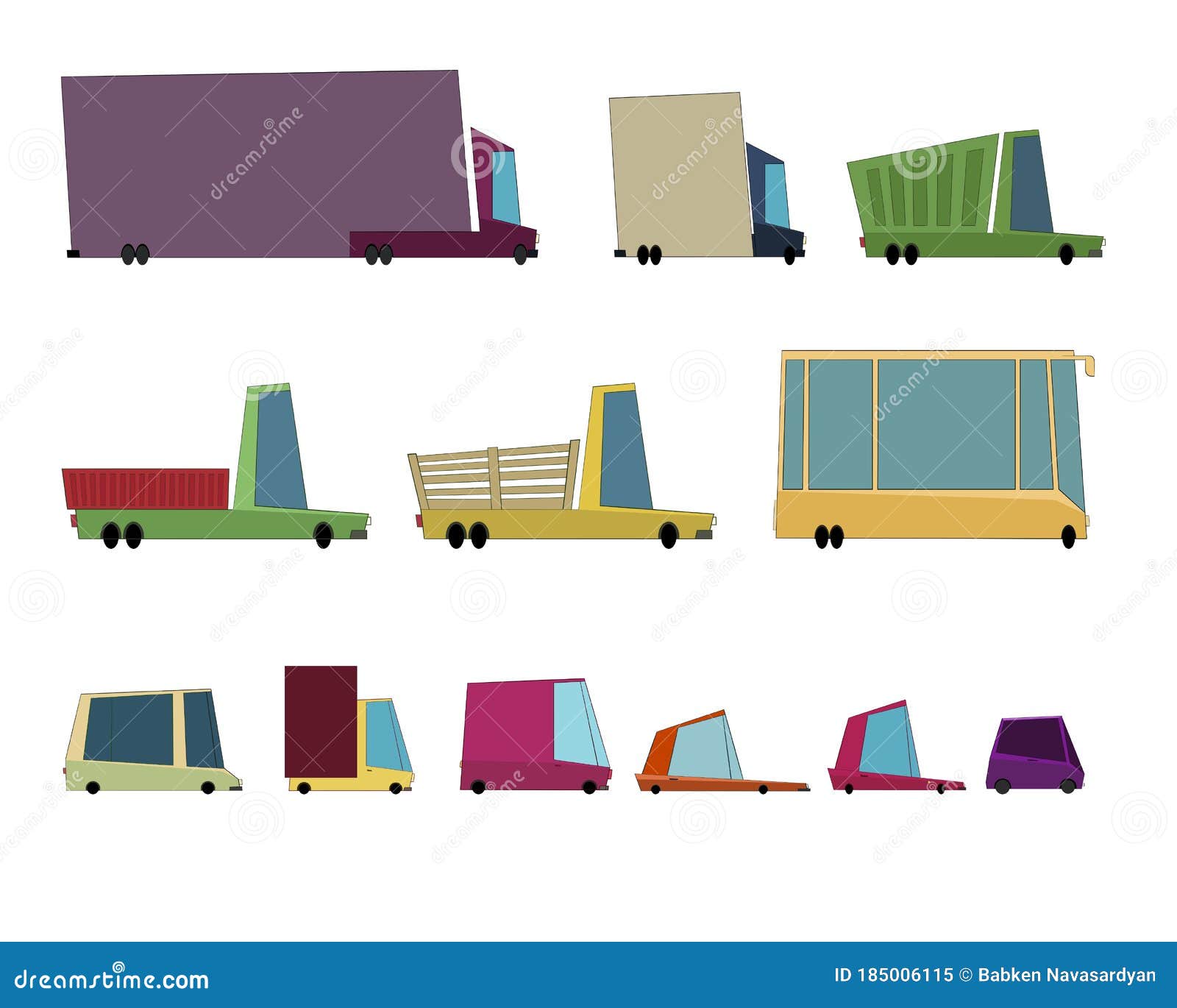 Set of Cartoon vector Cars stock vector. Illustration of isolated ...