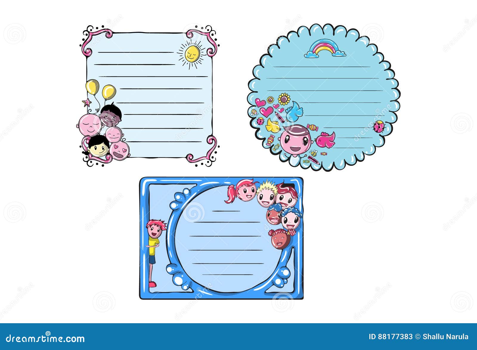 Set of Cartoon Vector Memo, Cards, Notes, Stickers, Labels, Tags Stock ...
