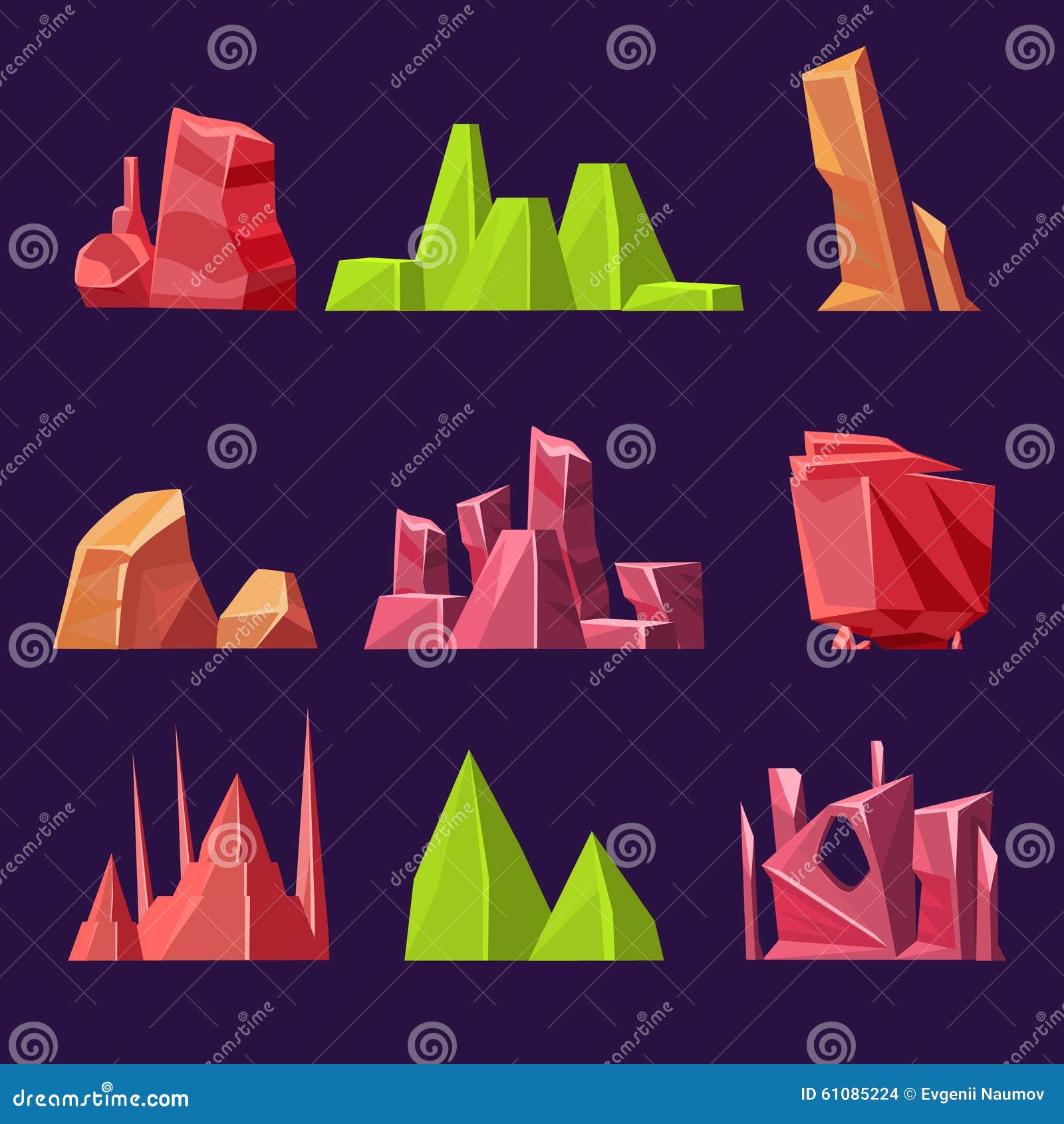 Set of Cartoon Vector Stones and Minerals for Stock Vector ...