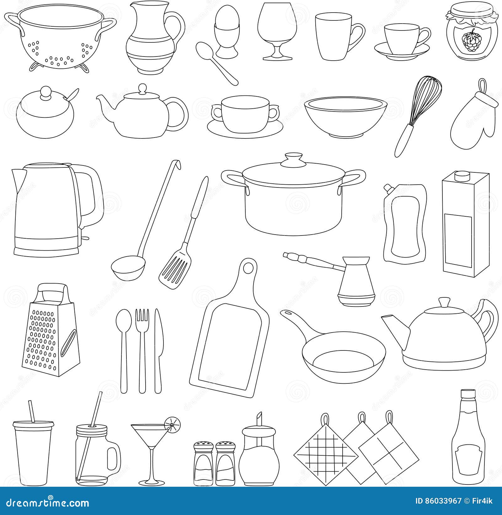 Set of Cartoon Vector Tableware Stock Vector - Illustration of ...